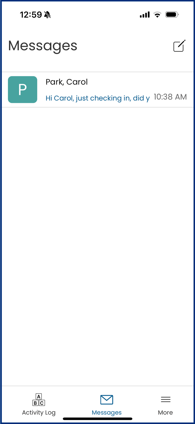 Activity Log & Messages - Parent View