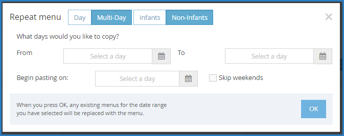 Menu Calendar
