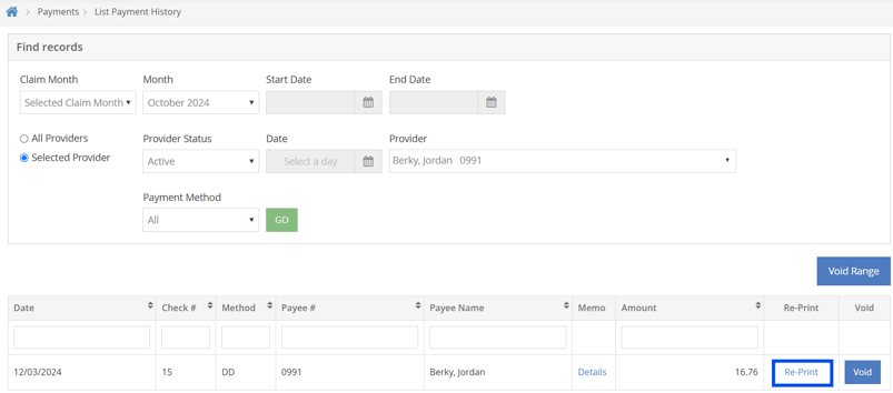 List Payment History