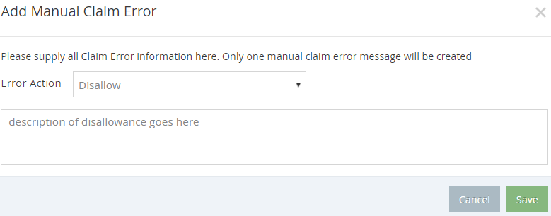 Enter Claim Errors
