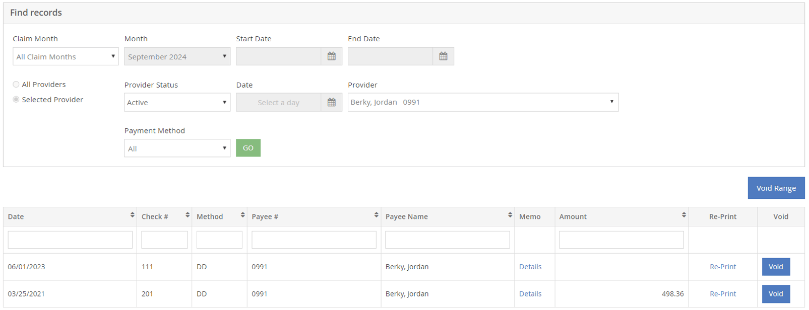 List Payment History